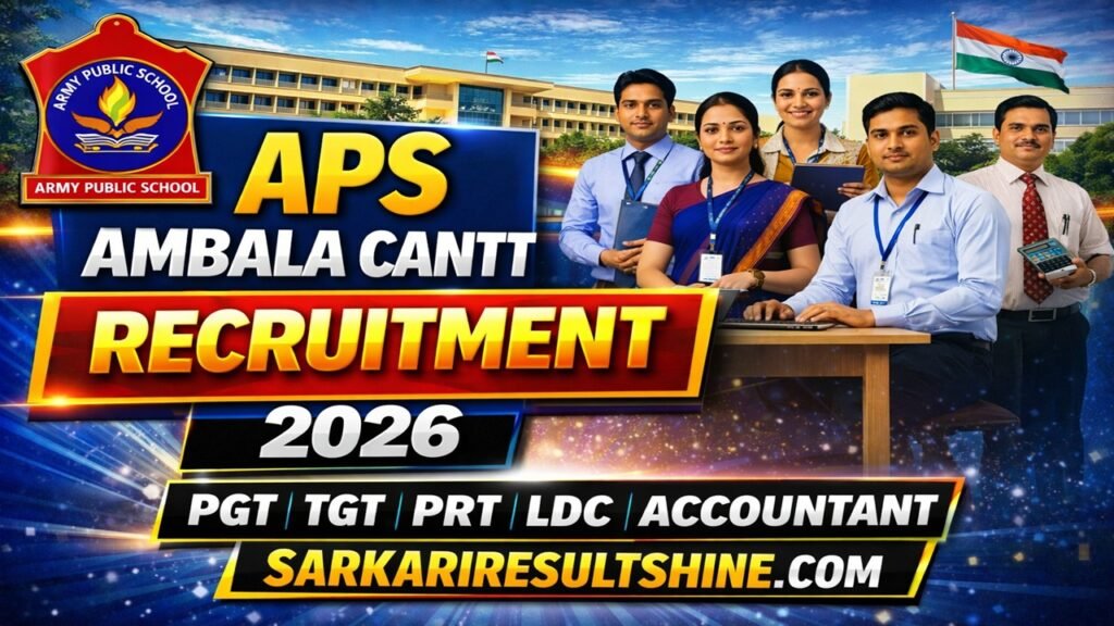 Sarkari Result APS Ambala Cantt Recruitment 2026, PGT, TGT, PRT, LDC ...