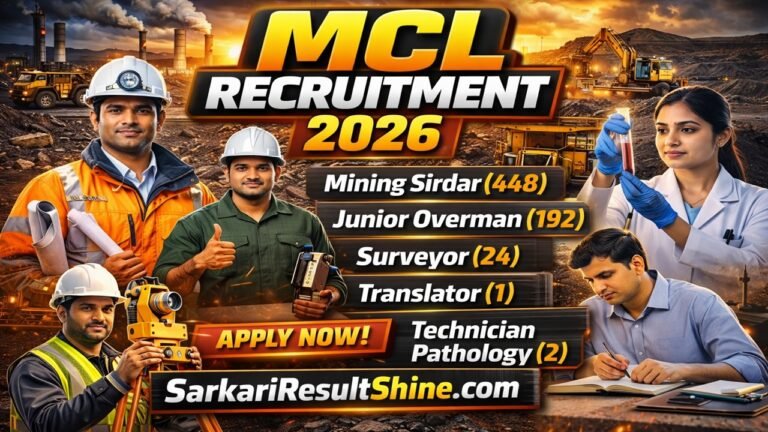 Sarkari Result MCL Recruitment 2026, 667 Posts, Mining Sirdar, Junior ...